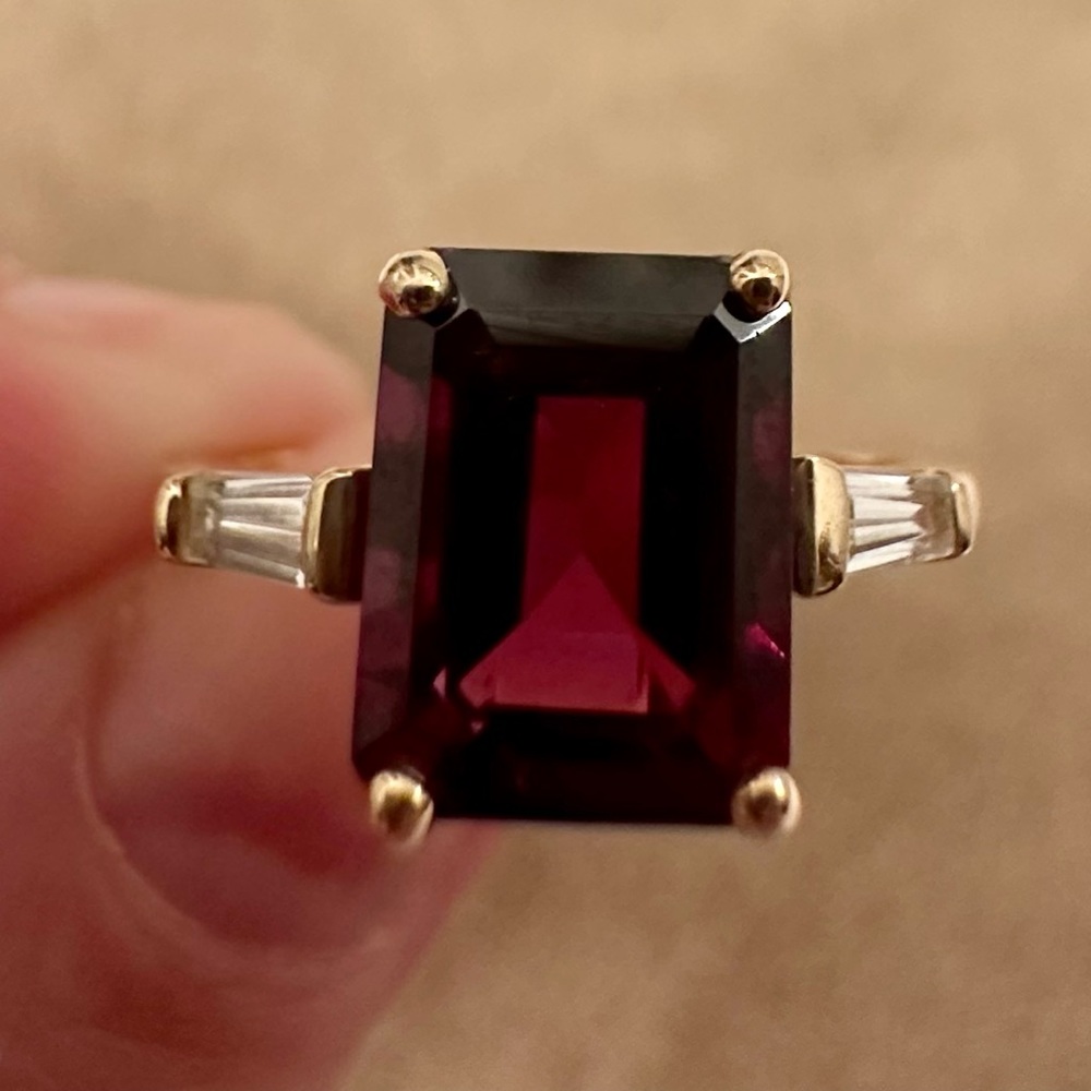 Emerald Cut Grape Colored Garnet And White Zircon Yel… - Gem